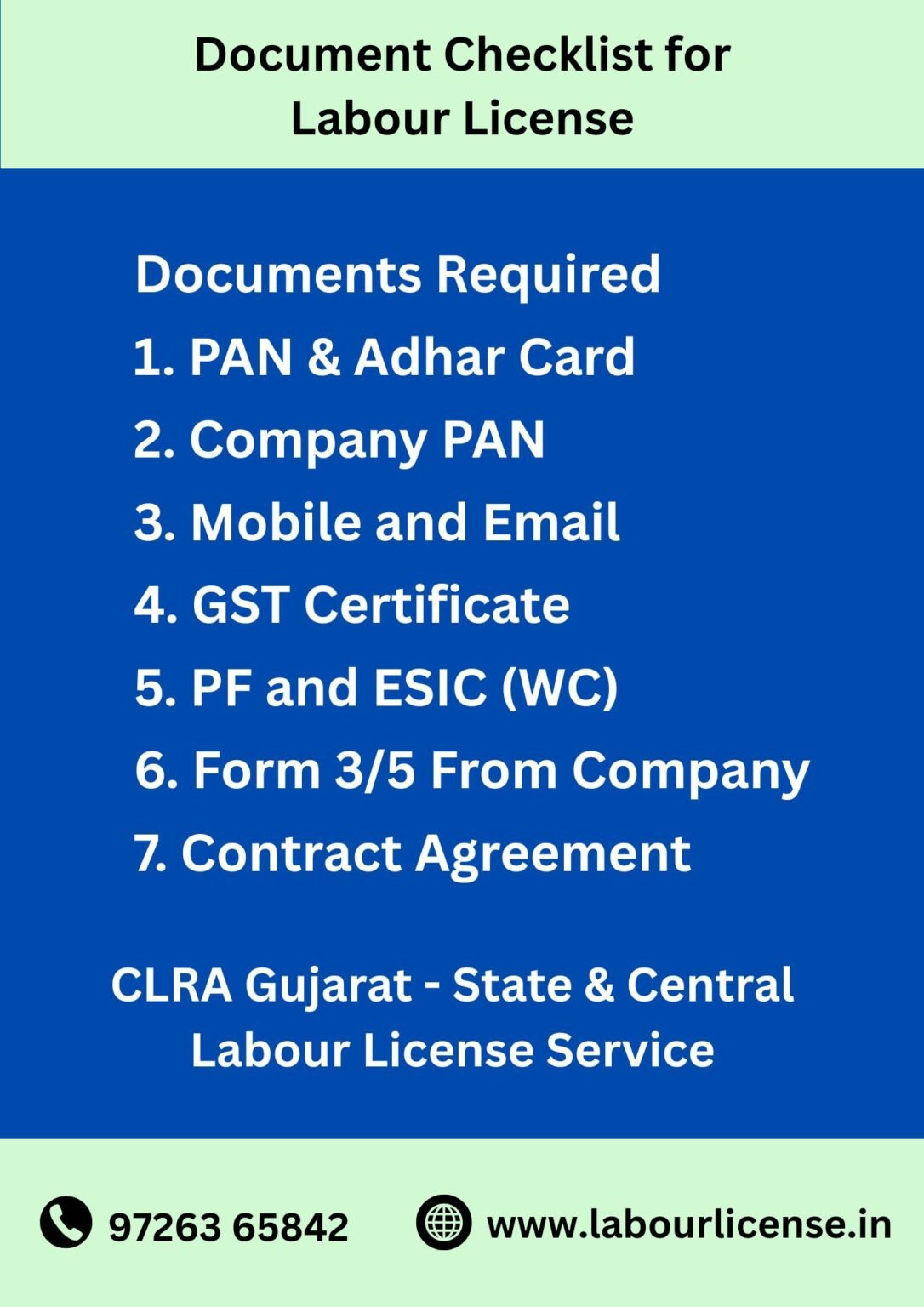 Required Documents for Labour License Registration - CLRA Act